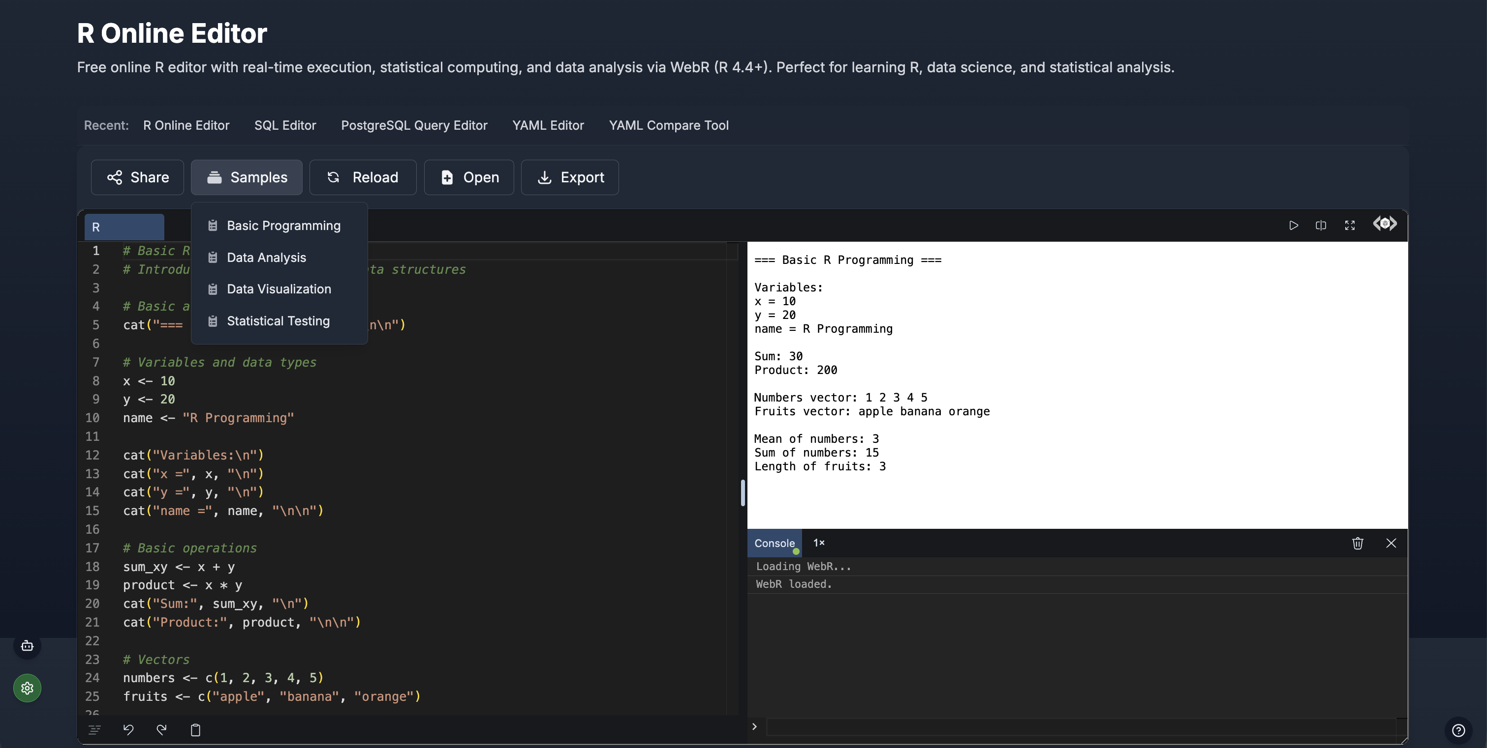 R Online Editor - Free Statistical Computing & Data Analysis Tool 2025 - Tools-Online Blog